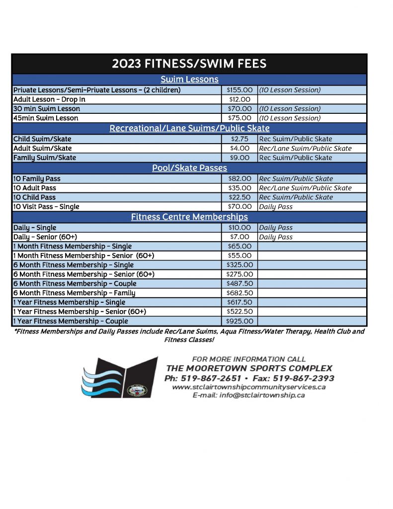 Pool Schedule – St. Clair Township Community Services